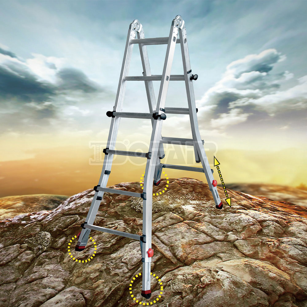 Telescopic Folding Ladder with 4 Adjustable Ladder Feet(DFT-ES ...